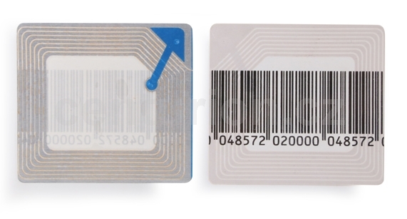 Self-adhesive label RF 8.2 MHz 5x5 cm barcode deactivatable ...